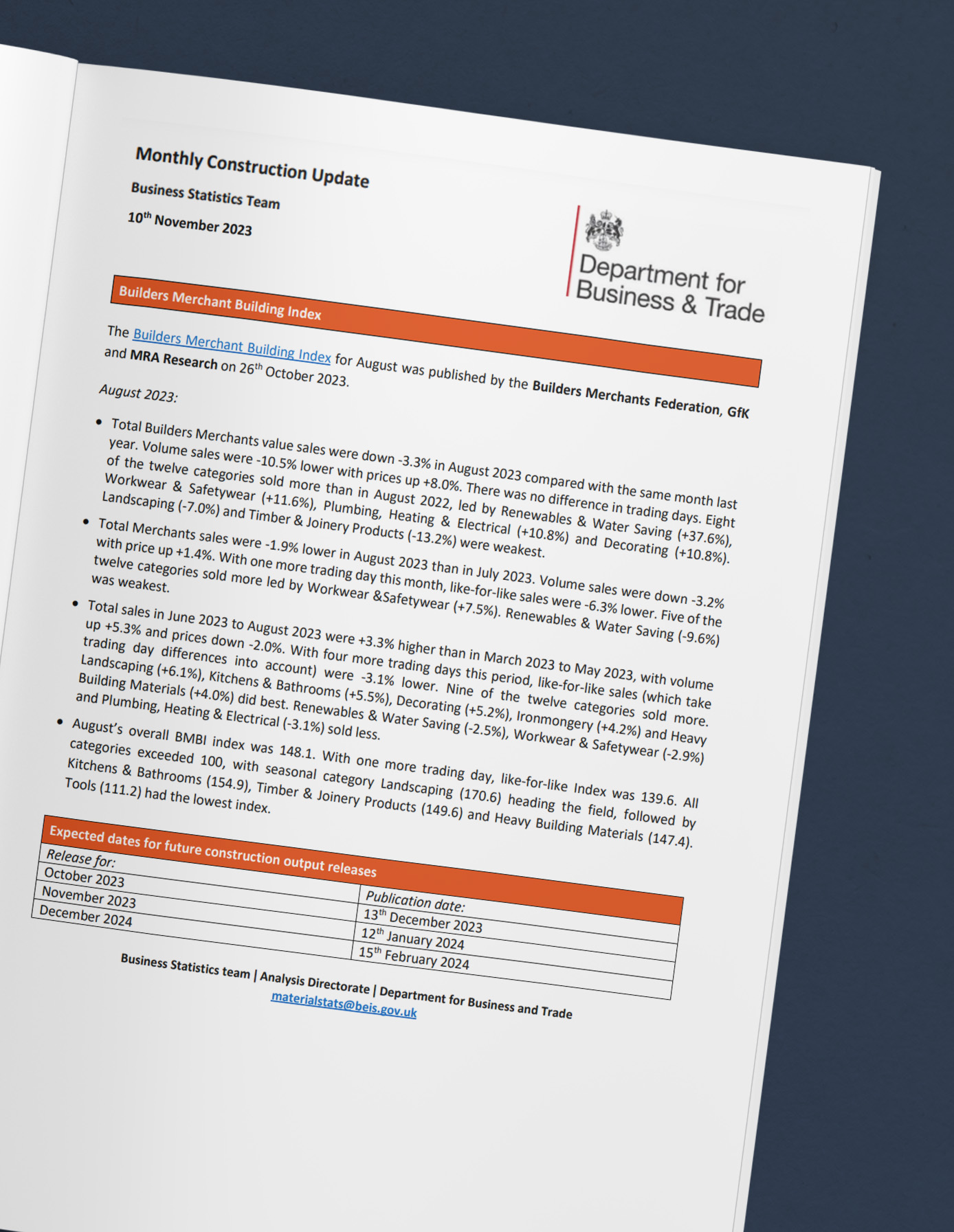 November Construction Update from the Department for Business & Trade ...