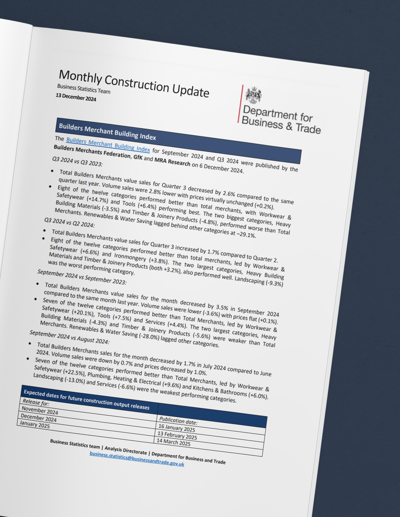 December Construction Update from the Department for Business & Trade ...