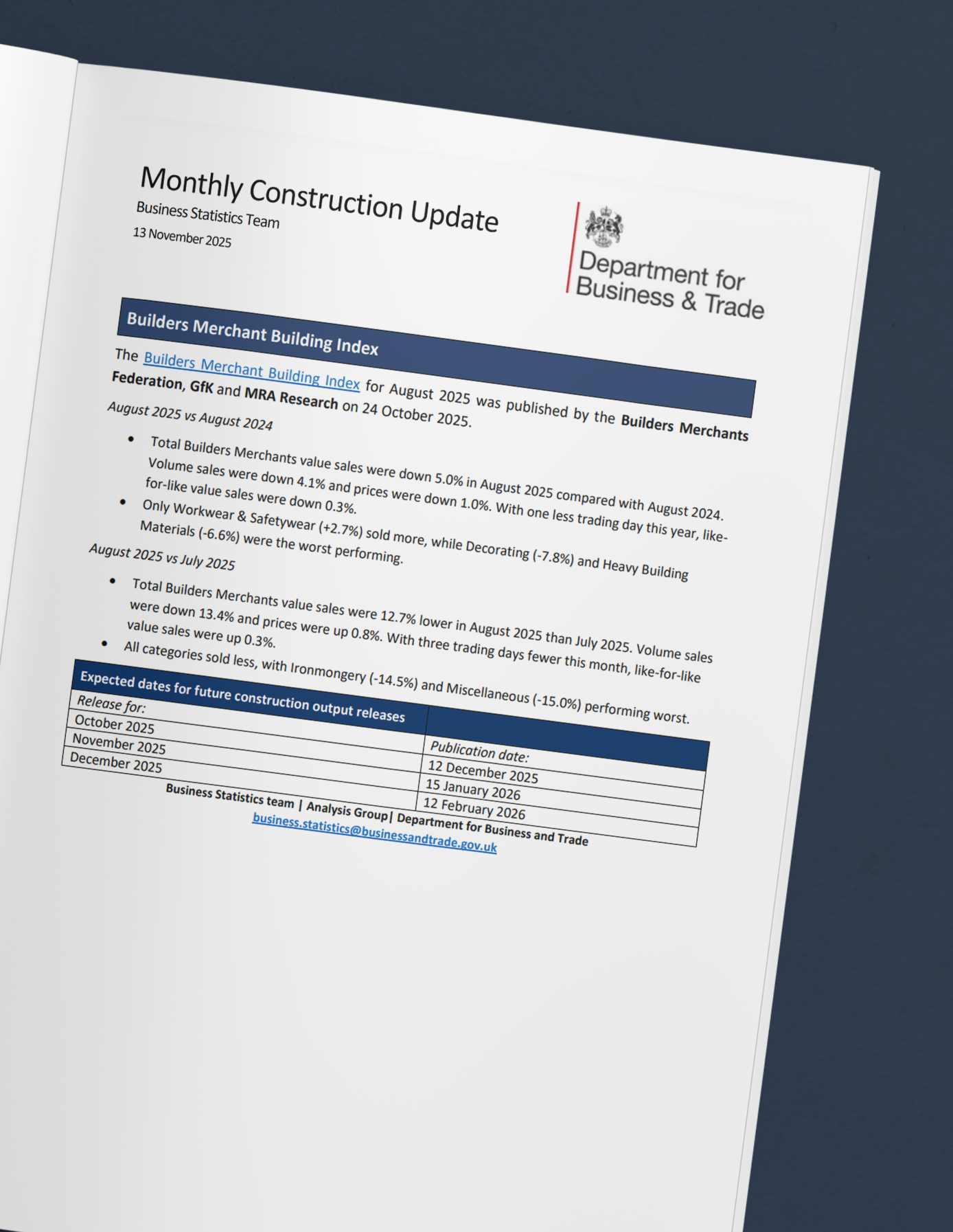 November Construction Update from the Department for Business & Trade ...